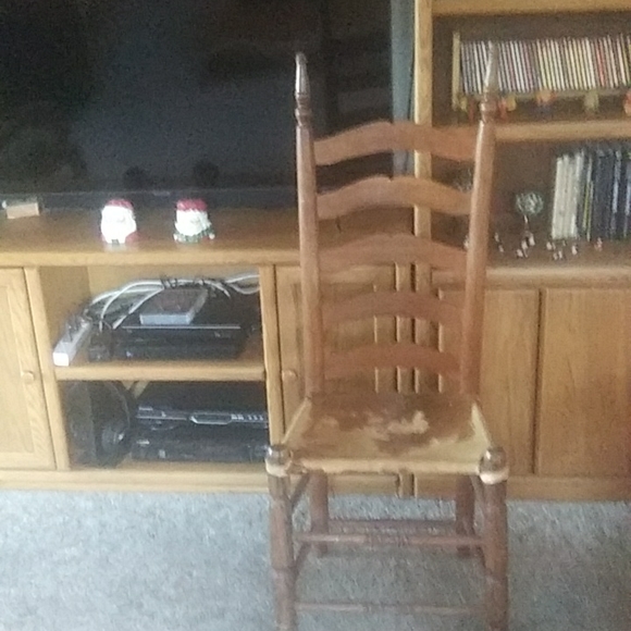 Accents | Vintage Wood And Cowhide Ladder Back Chair | Poshmark